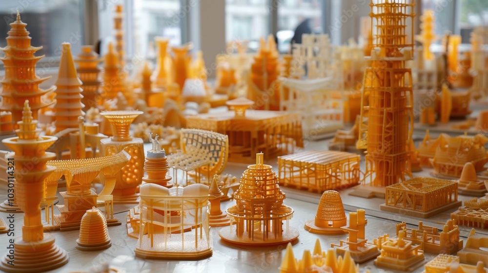 3D Printed Architecture Models: Scale models crafted with intricate ...