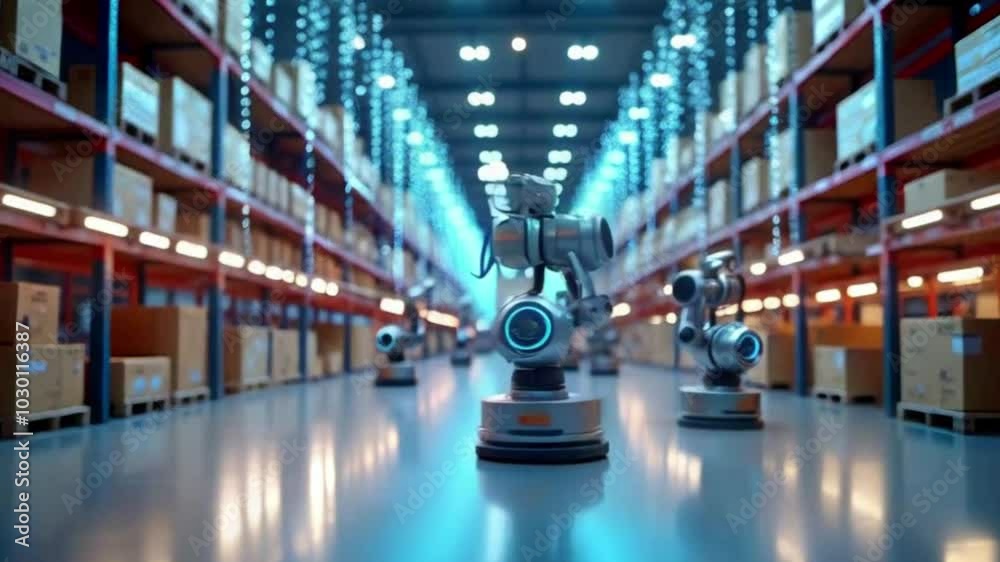 Smart warehouse environment, Futuristic storage facility with ...