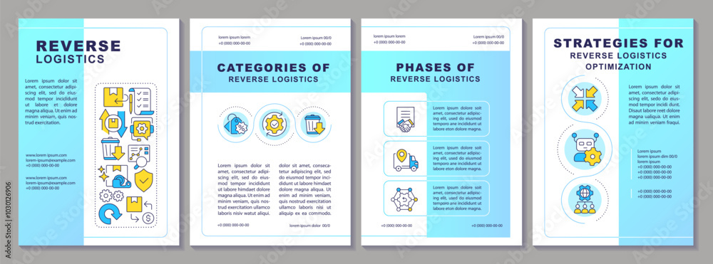 Reverse logistics blue gradient brochure template. Leaflet design with ...