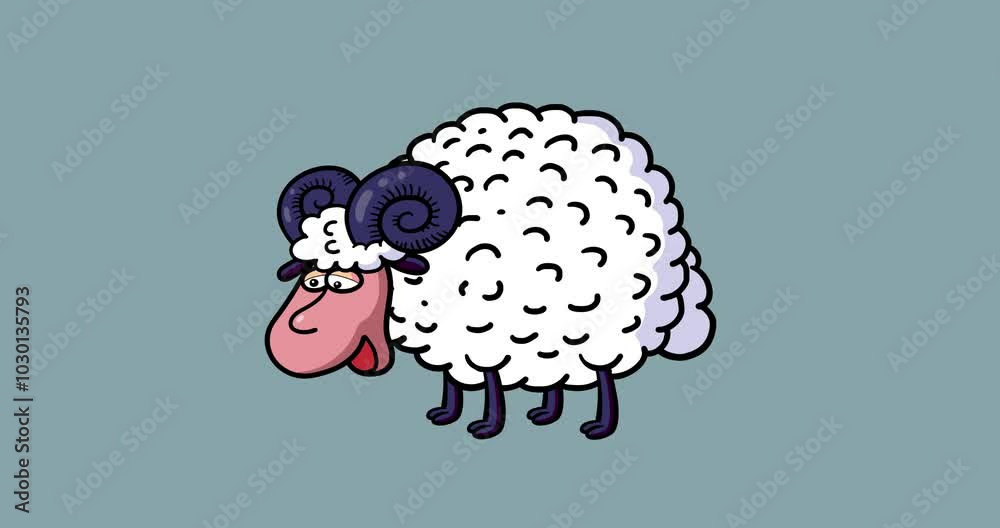 White ram bleat baa animation isolated. Cartoon animated seamless ...