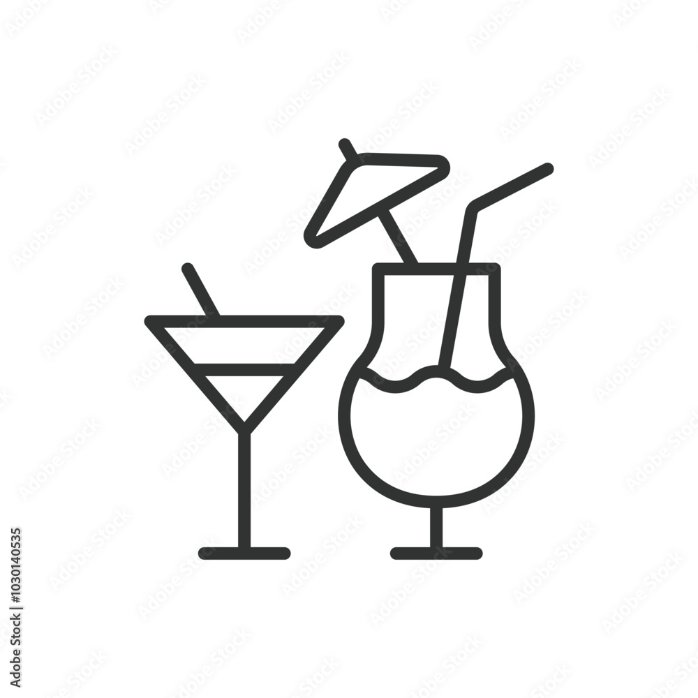 Cocktails, in line design. Cocktails, drink, beverage, cocktail glass ...