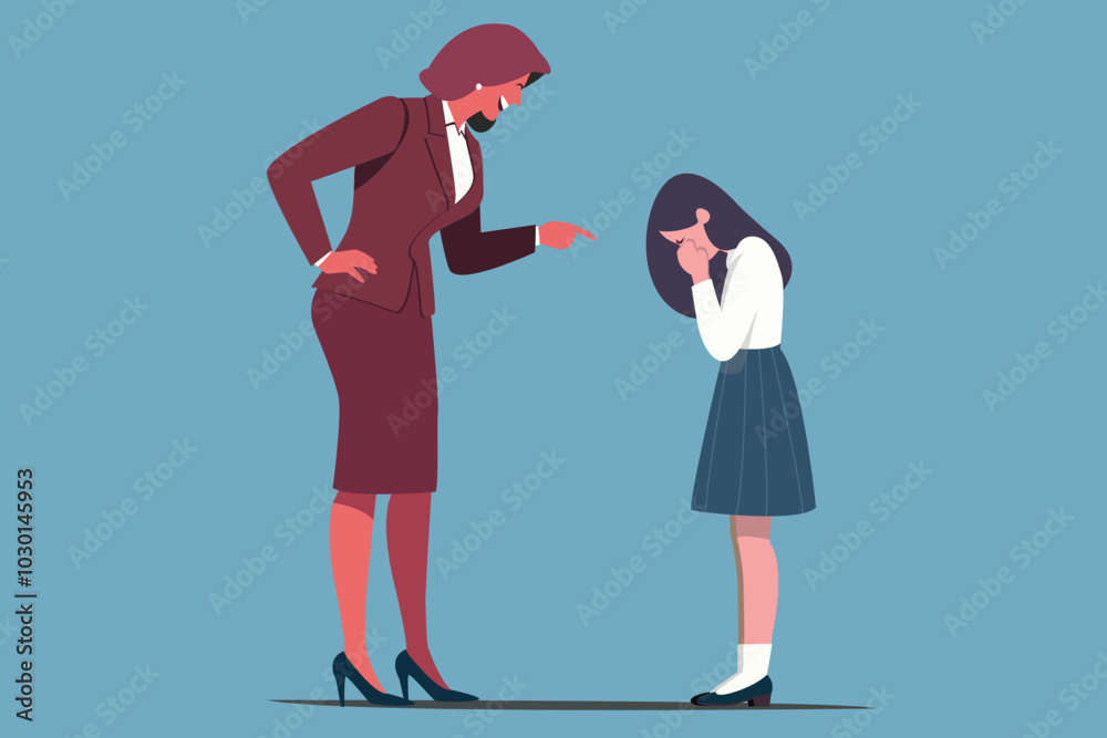 discussion communication concept. mother or teacher talking to sad ...