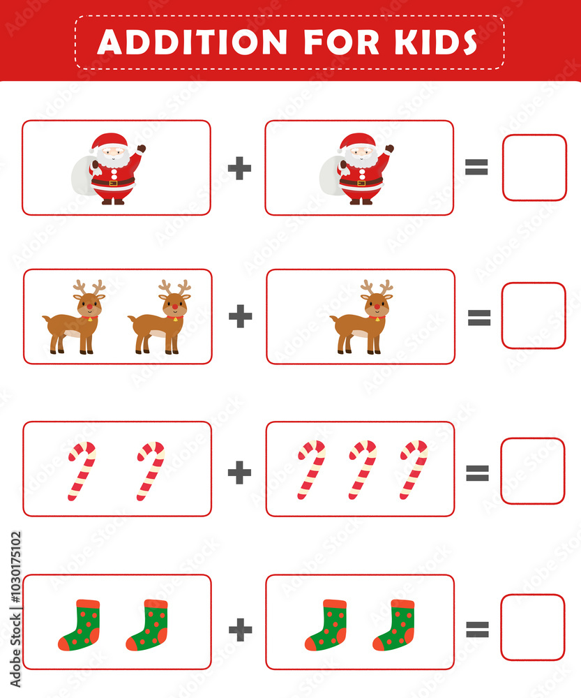 Christmas activity sheet. Addition for Kids. Fun Math Logic Puzzles for ...