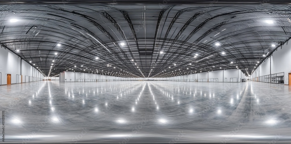 White loft office room for office featuring panoramic windows in ...