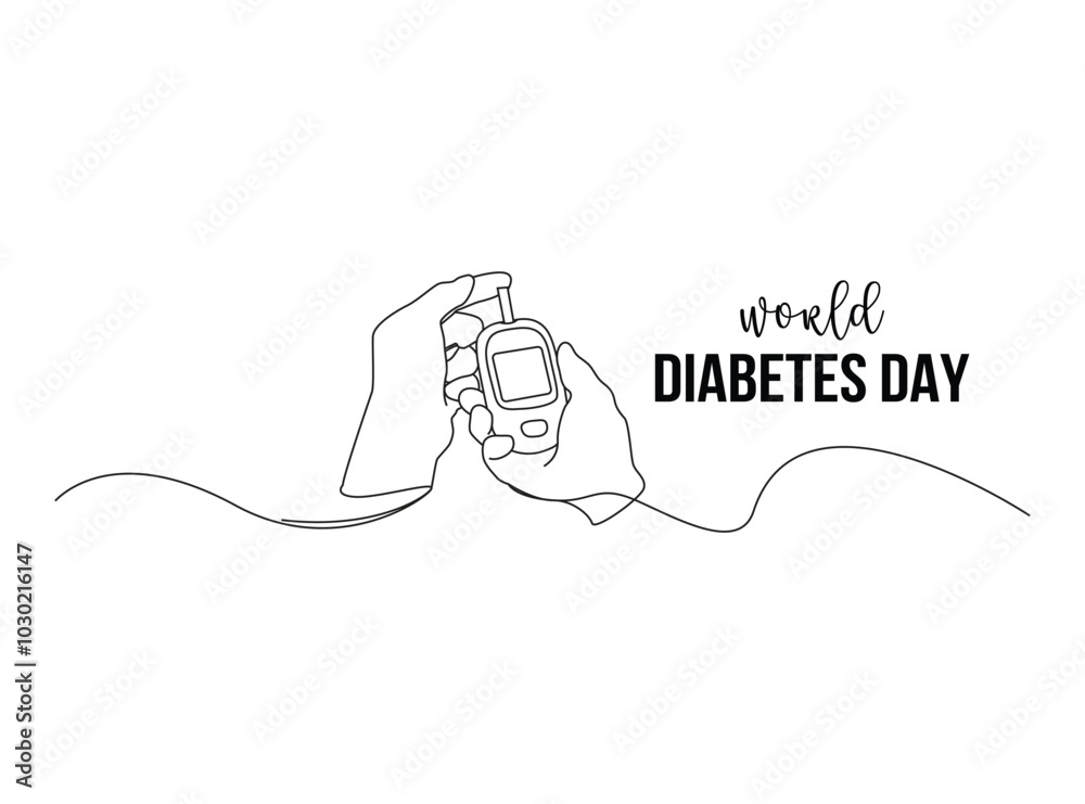 Continuous one line drawing hand using glucometer for checking blood ...