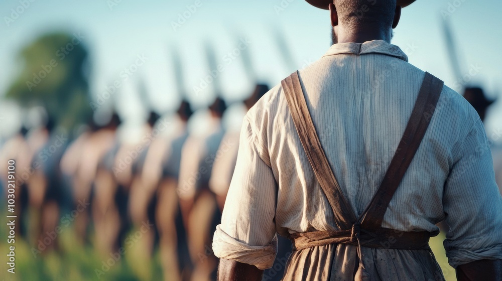 Historical Depiction of Enslaved Workers in Field A somber depiction of ...