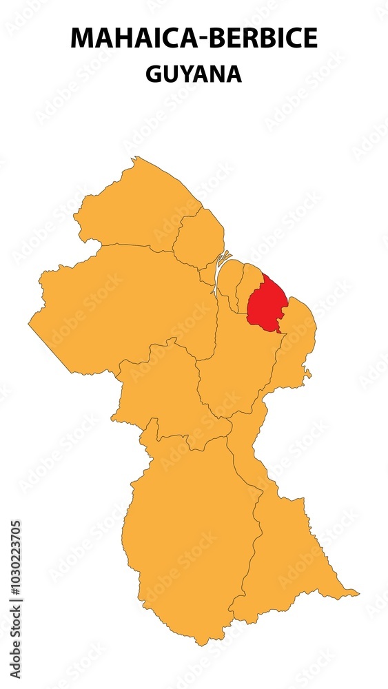 Mahaica-Berbice Map is highlighted on the Guyana map with detailed ...