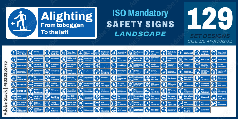 129 set ISO mandatory safety signs v30_alighting from toboggan to the ...