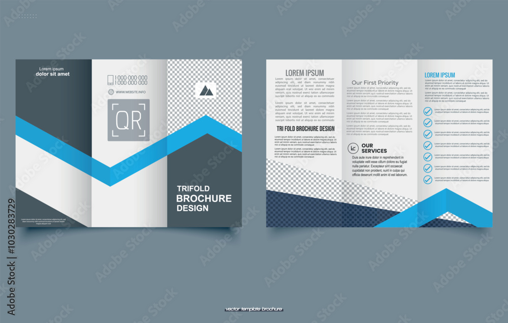 Trifold brochure background layout design with mockup. Ready Brochure ...