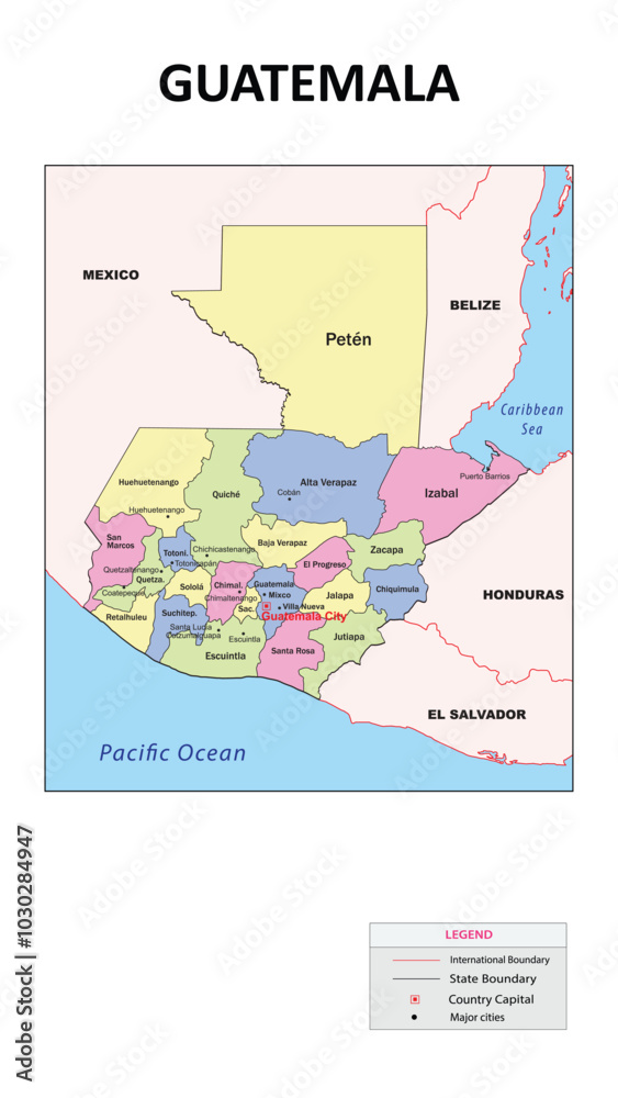 Guatemala Map. State and union territories of Guatemala with ...