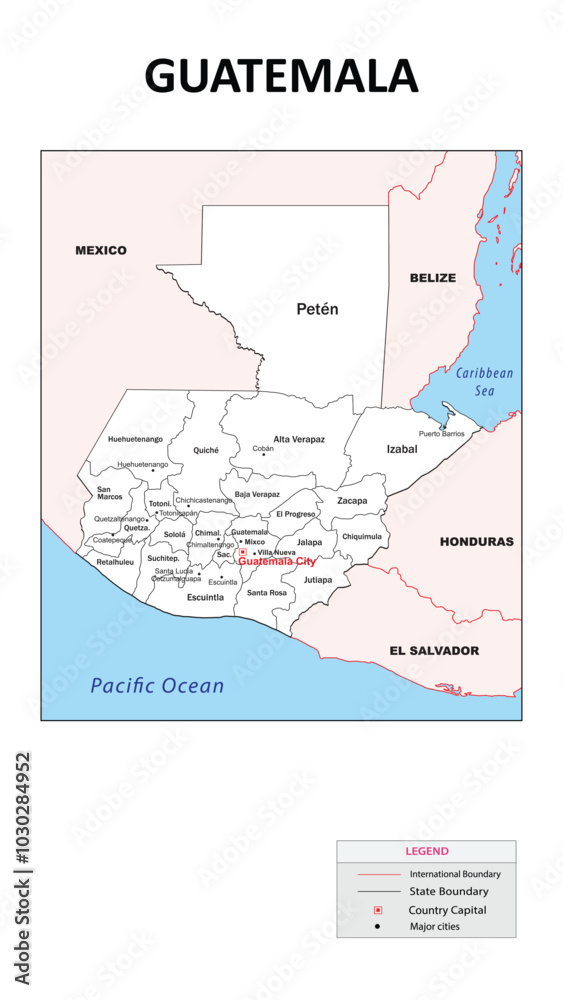Guatemala Map. State map of Guatemala. Administrative map of Guatemala ...
