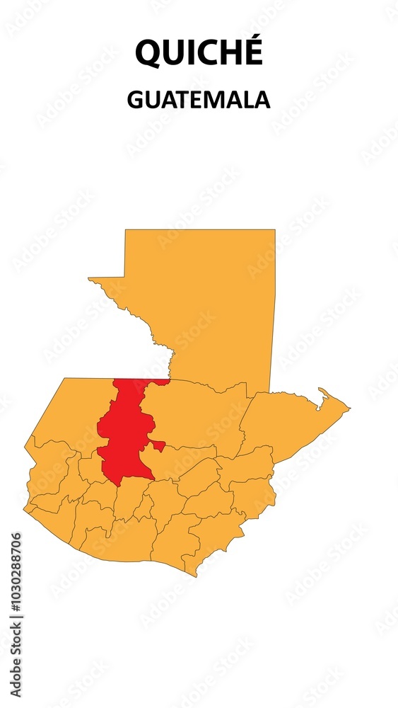 Quiché Map is highlighted on the Guatemala map with detailed state and ...