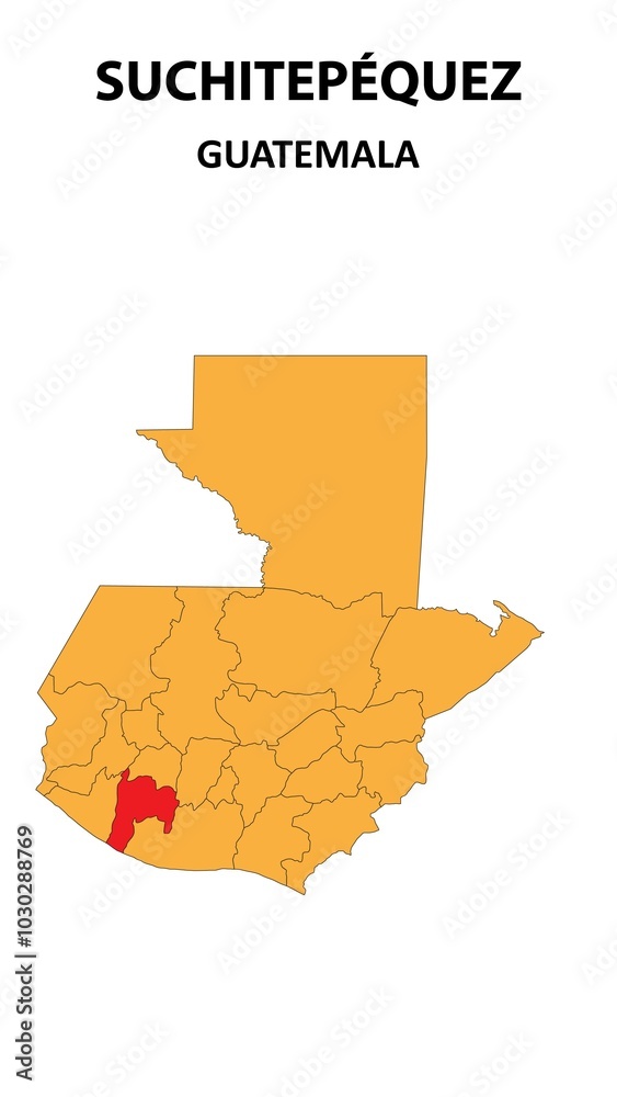 Suchitepéquez Map is highlighted on the Guatemala map with detailed ...