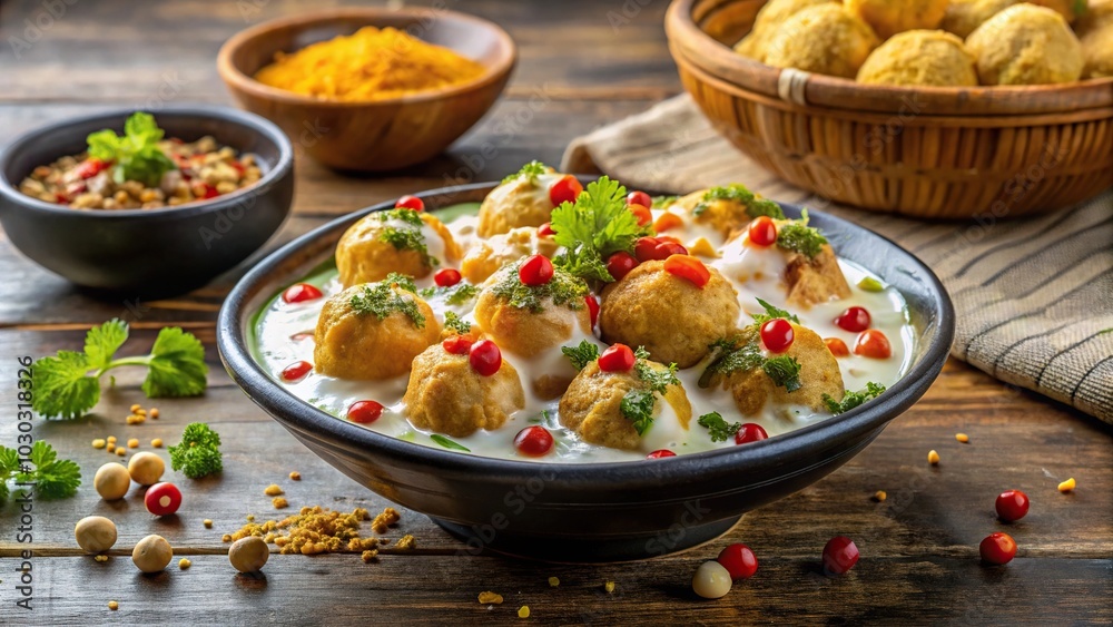 Indian street food dahi vada chaat Stock Photo | Adobe Stock