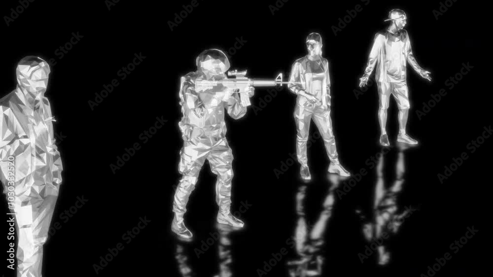 Rendering 3D animation, VISUAL EFFECTS people different characters ...