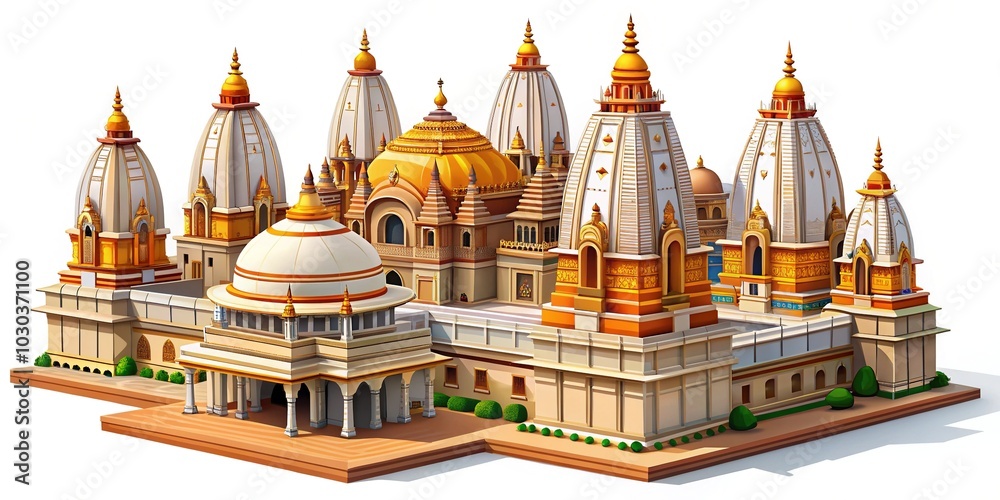 Kashi Vishwanath Temple aerial vector icon, blending cultural richness ...