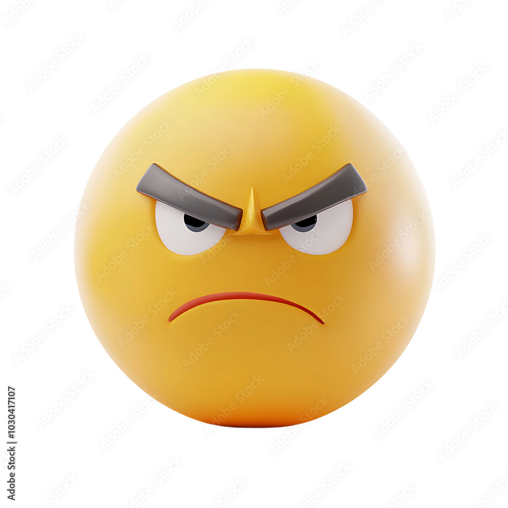 Angry emoji face,3d render,3D yellow angry emoji face,Angry smiley ...