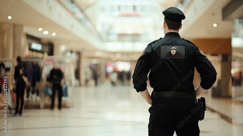 Photo & Art Print Vigilant Security Guard in Black Uniform Monitoring ...