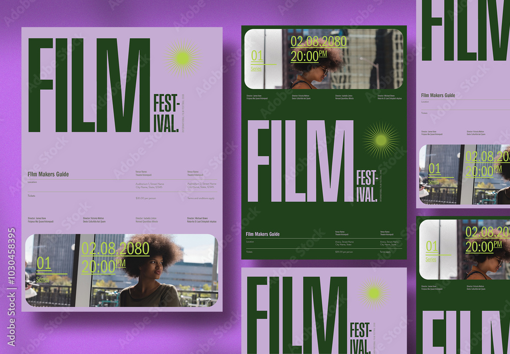 Modern Purple and Green Event Poster Stock Template | Adobe Stock