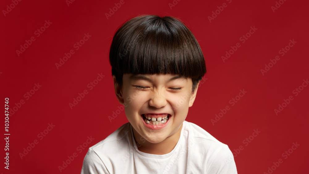 Little boy with wide smile reveals missing tooth, and his eyes crinkle ...