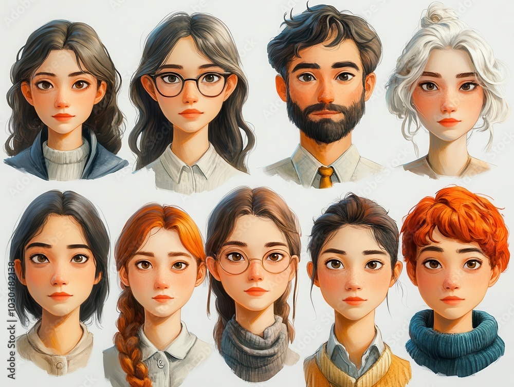 diverse headshot collection of fictitious people representing various ...