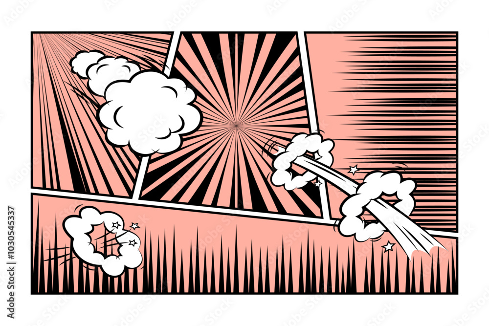 Set of manga comic speed line, zoom and motion effects background ...