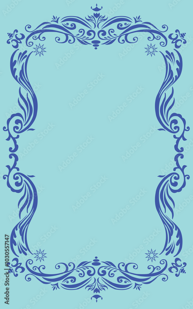 Blue Dragon Page Border Design with elegant ornamental florals. Perfect ...