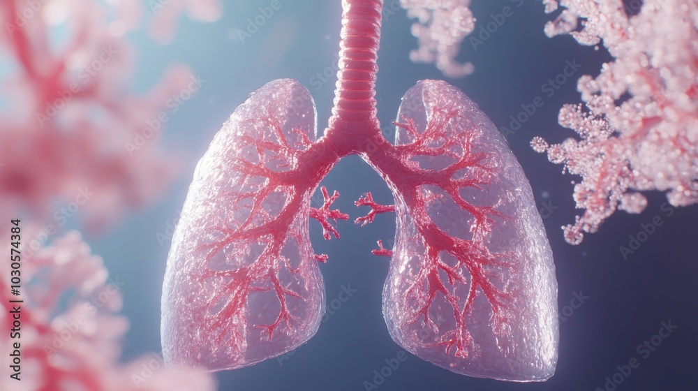 Photo & Art Print A detailed 3D model of human lungs, showing the ...