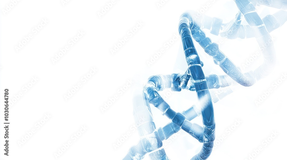 Three-dimensional blue double helix symbol on white background useful ...