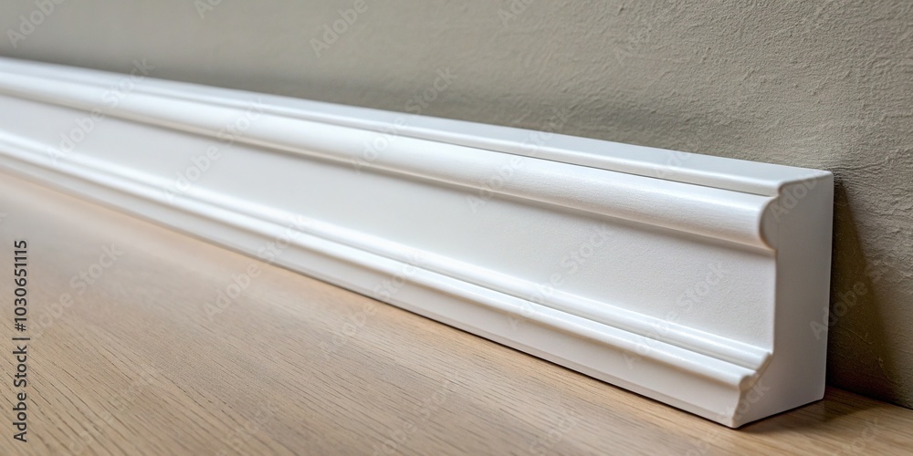 White PVC trim molding perfectly aligned on a newly constructed wall ...