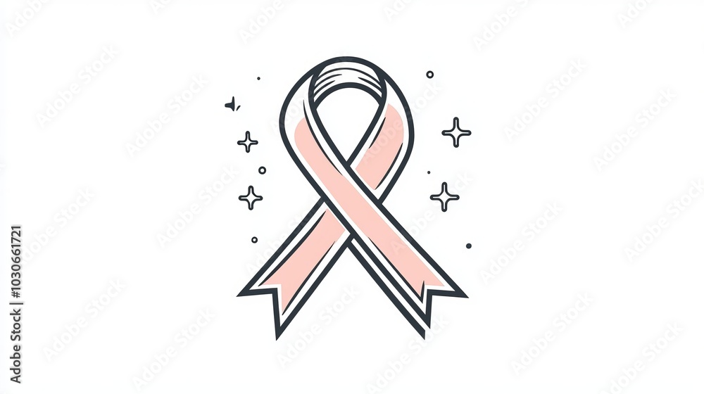 A simple line drawing of a ribbon, often used to represent cancer ...