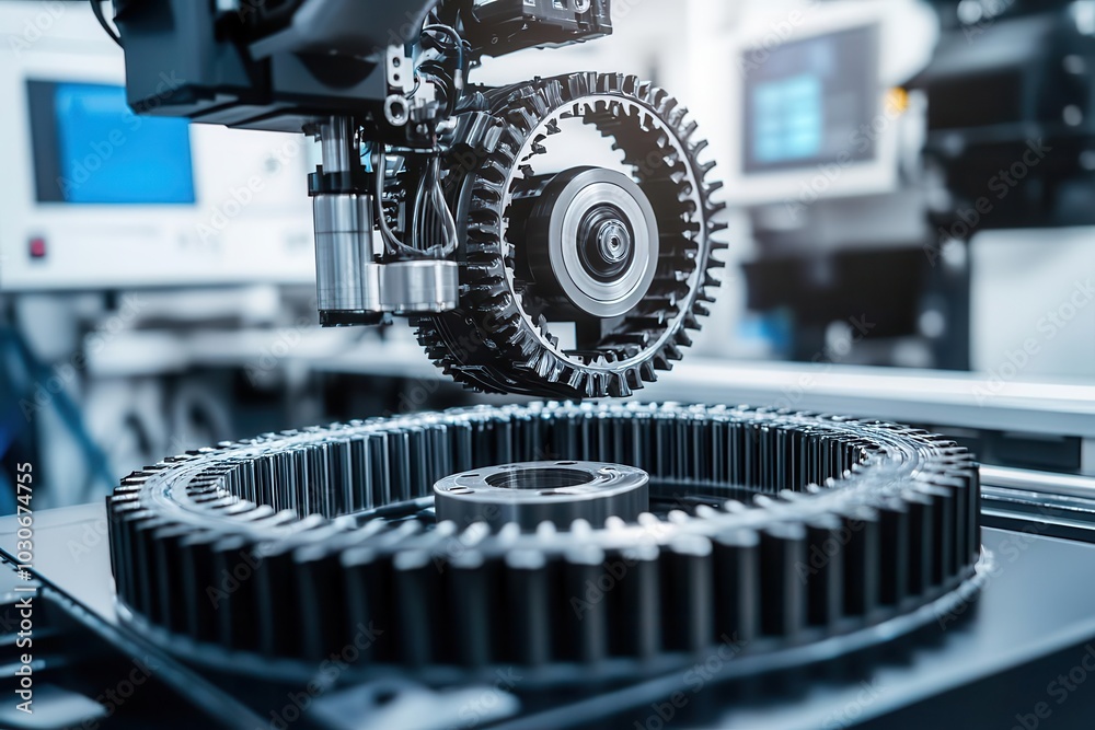 Industrial 3D scanner capturing detailed images of mechanical parts for ...