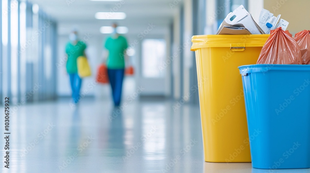 Overflowing Biohazard Bin in Healthcare Environment - Contamination ...