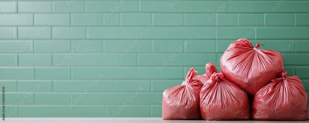 Overflowing Healthcare Waste Bin with Red Bags and Sharp Objects ...