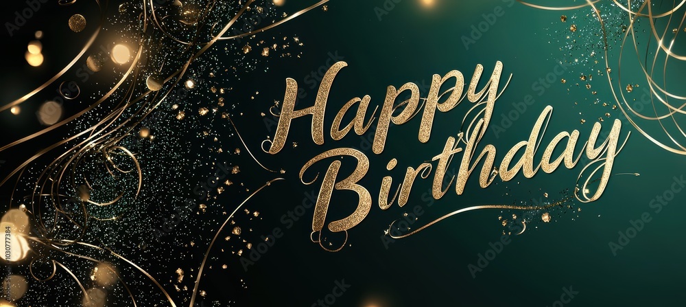 Luxurious Emerald Green and Gold Foil Happy Birthday Card Design for ...