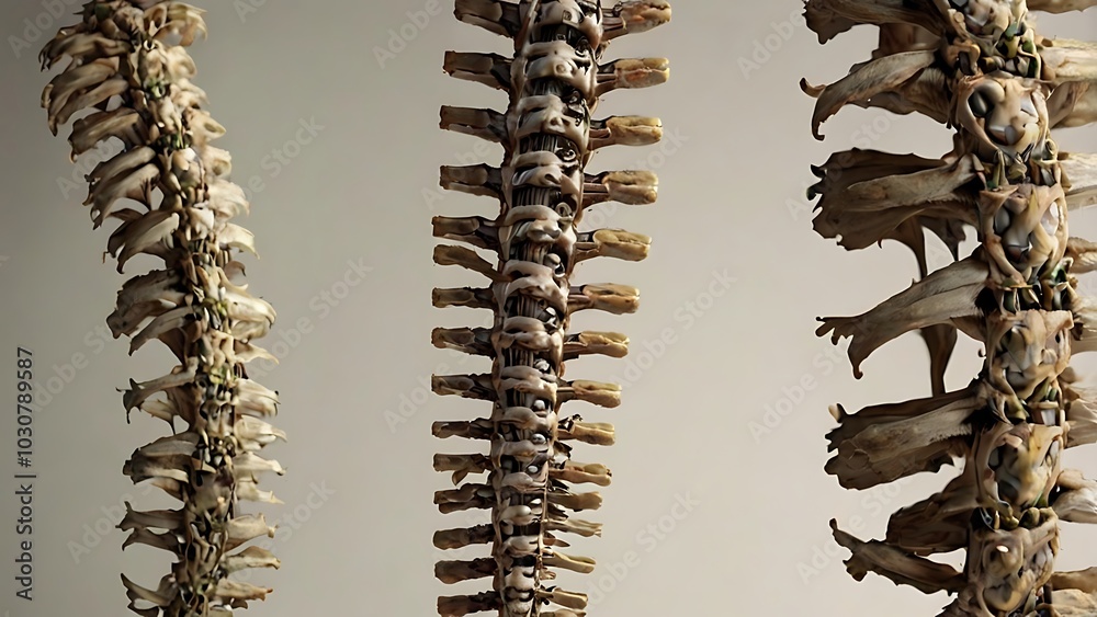 A spine made of wilting flowers, symbolizing the fragility and ...