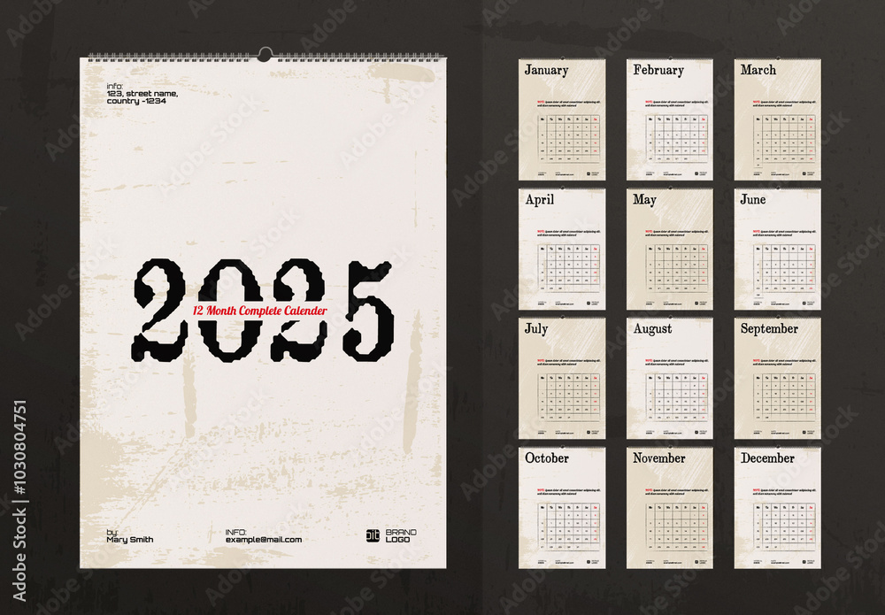 Calender 2025 Design Template Stock Template | Adobe Stock