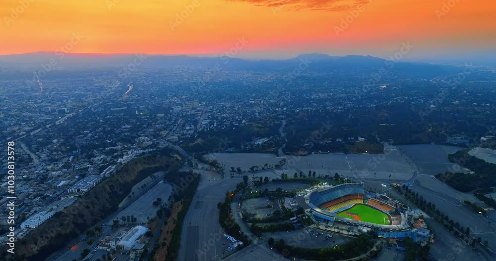 Dodger Stadium in Los Angeles, California, USA. Densely populated ...