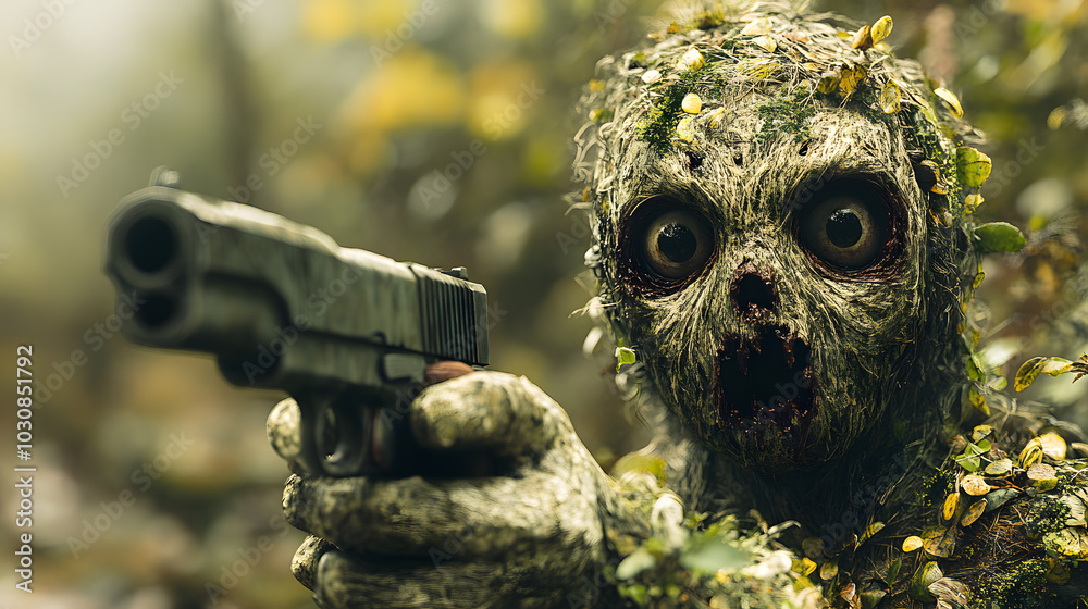 Intriguing Whimsical First Person Shooter Moment Aiming at a Cartoon ...