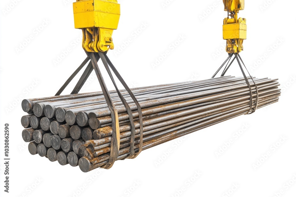 Steel Rods Being Lifted by Crane Stock Photo | Adobe Stock