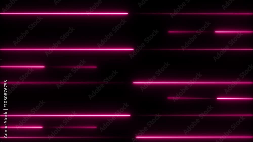 Abstract glowing neon lights blinking lines moving animation. red color ...