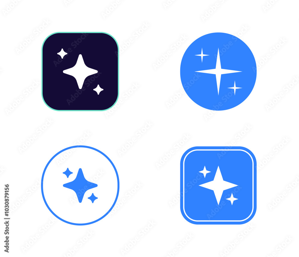 Artificial intelligence stars logo generation, generate AI button, generated sign, chat with AI ...