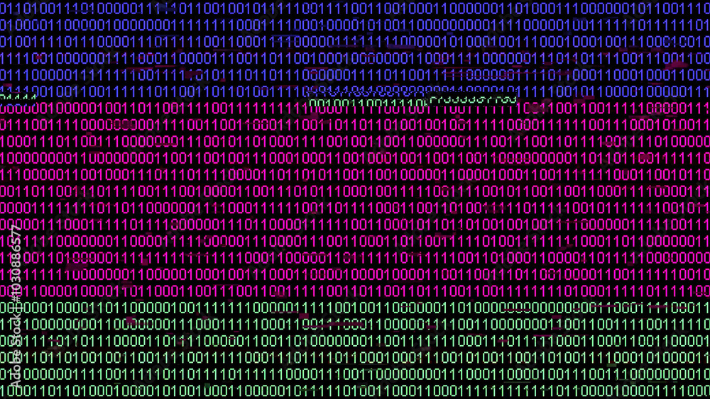 Binary code on flag of Kuban People's Republic. Program source code or Hacker concept on Kuban ...