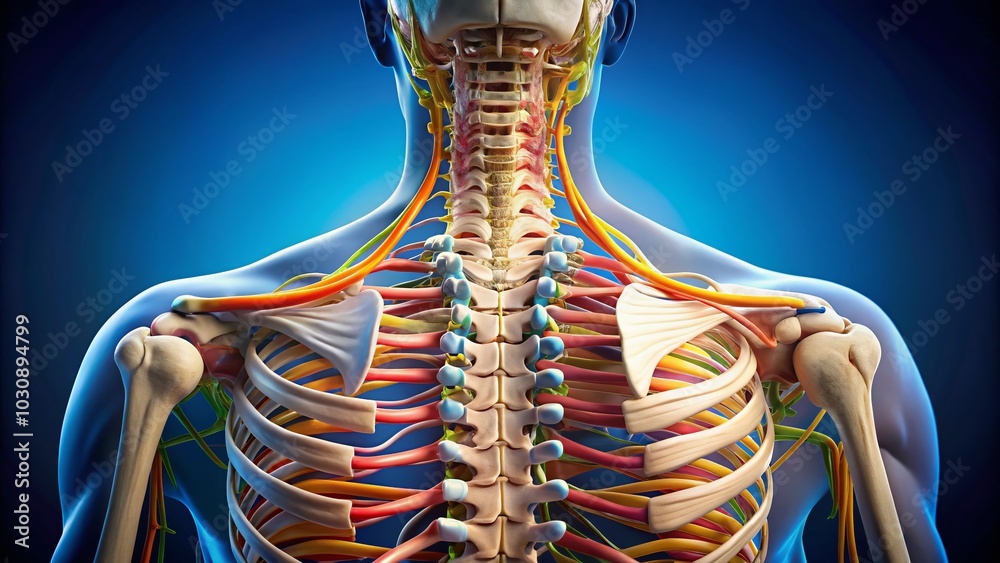 Detailed Anatomy of Thoracic Vertebrae Structure for Educational ...
