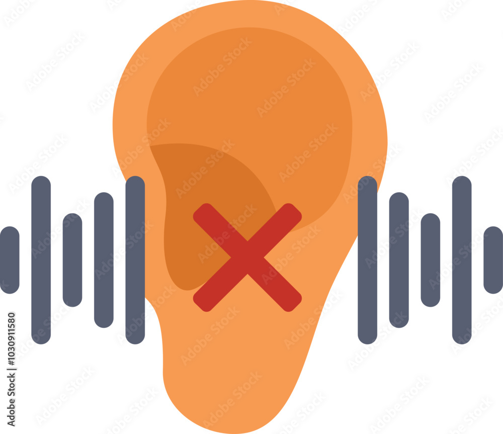 Human ear ignoring sound waves with red cross mark Stock Vector | Adobe ...
