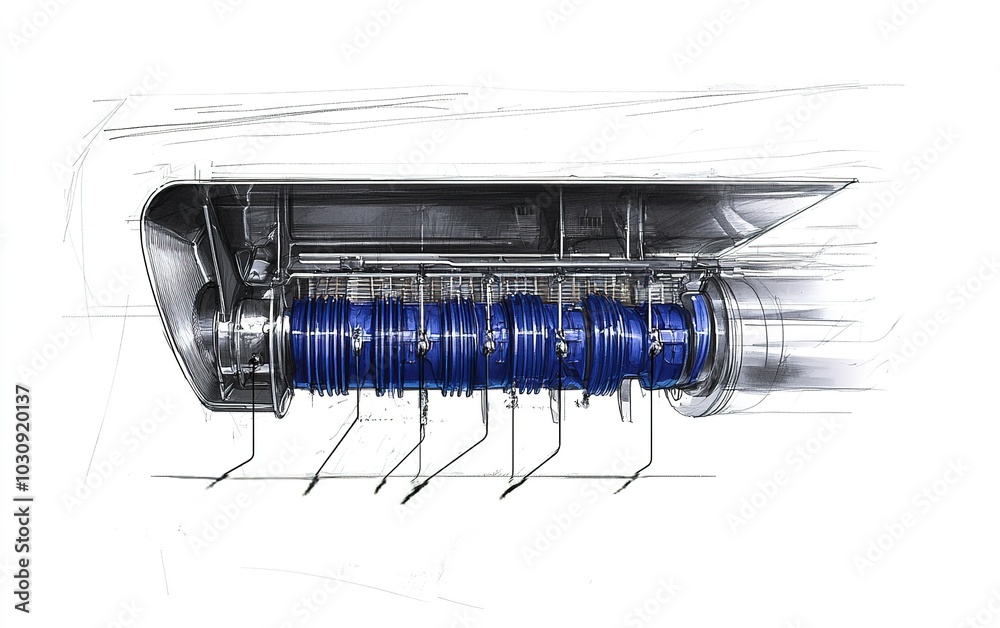 Detailed engineering design of a jet engine component showcasing ...