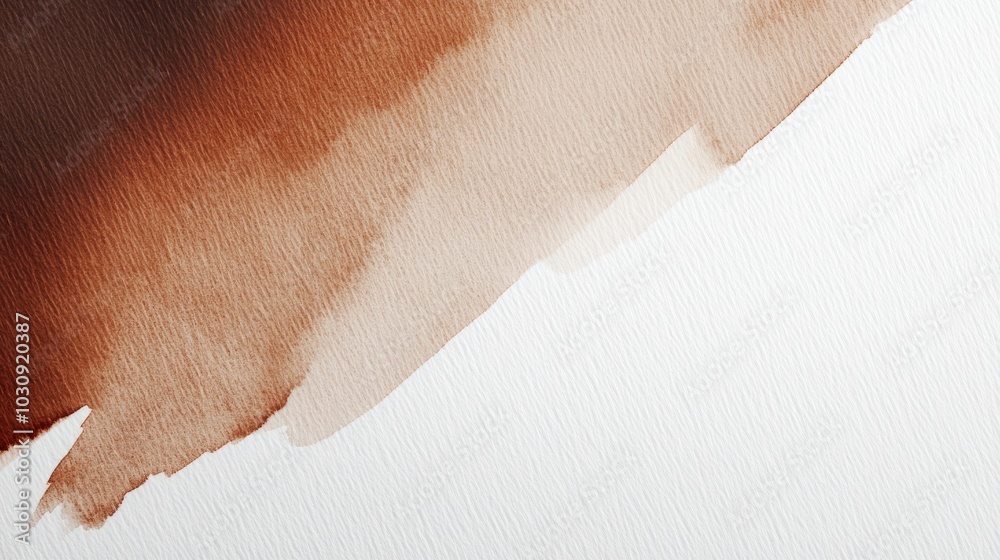 Brown watercolor paint dissolving on wet paper, creating abstract ...