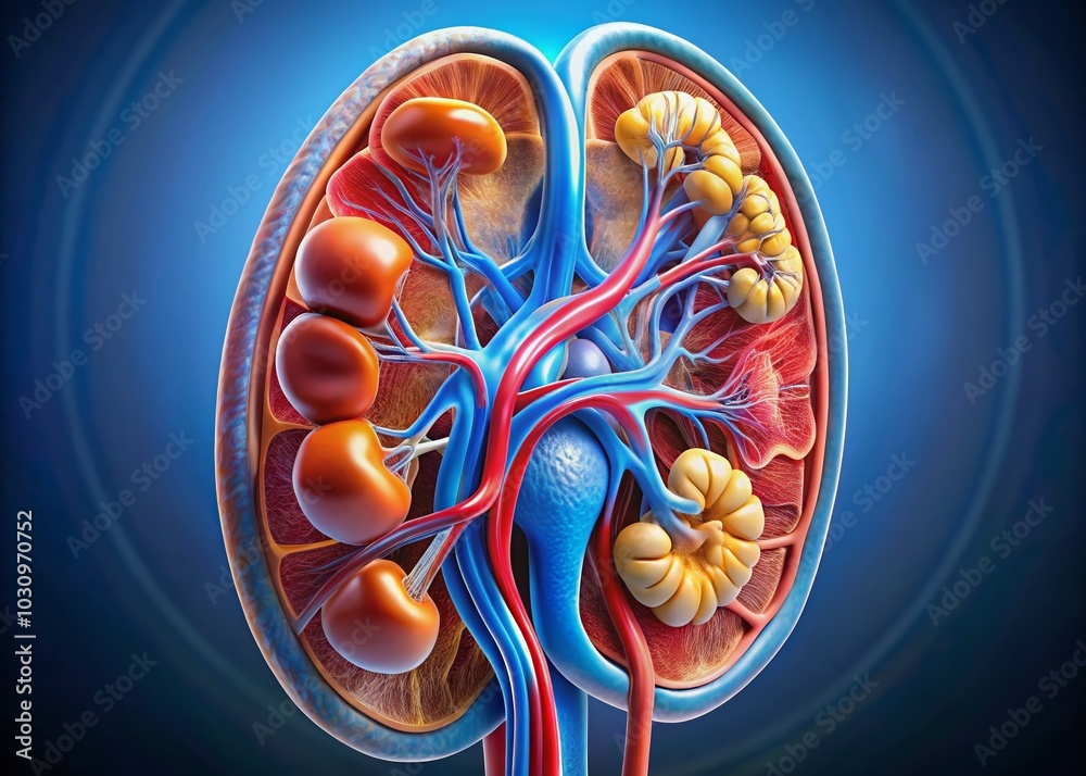 Detailed Structures of a Nephron Illustrated for Educational Purposes ...