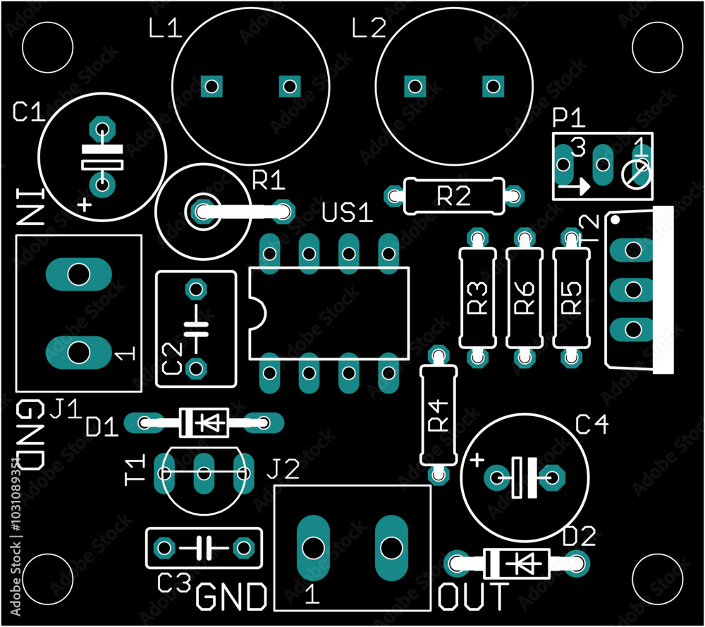 Placement of components of radio elements (contact pads and seats) on ...