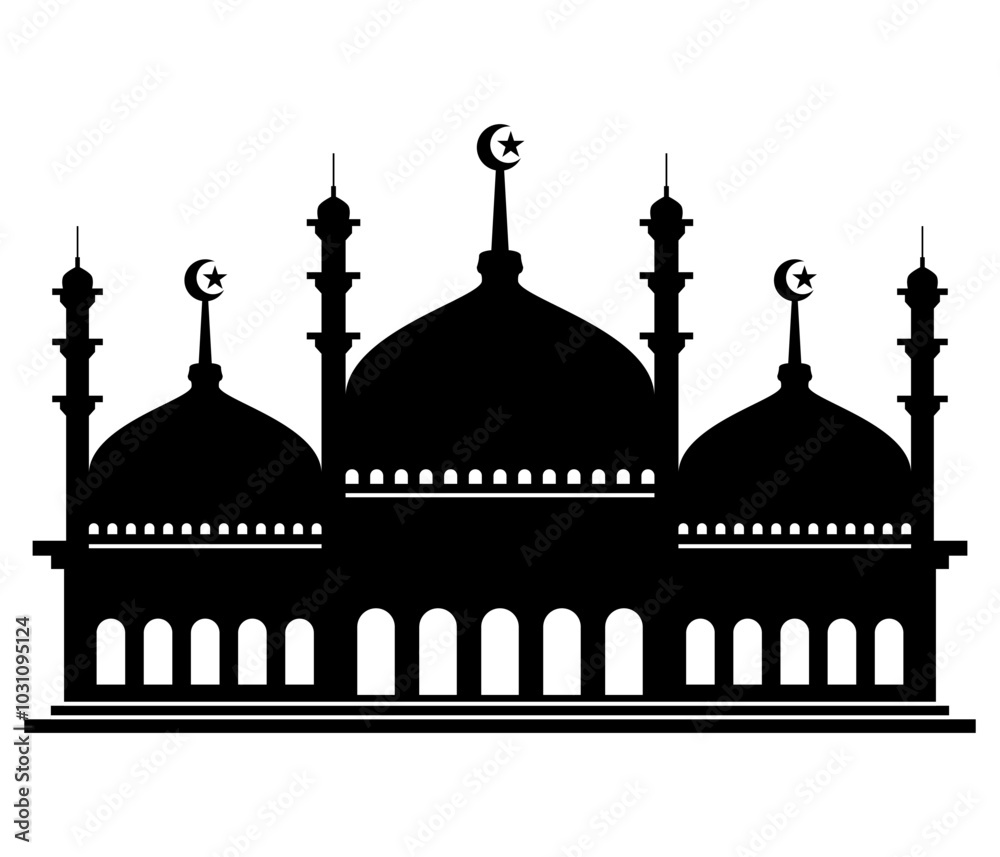 Muslim Mosque Silhouette background design in flat style. Islamic ...